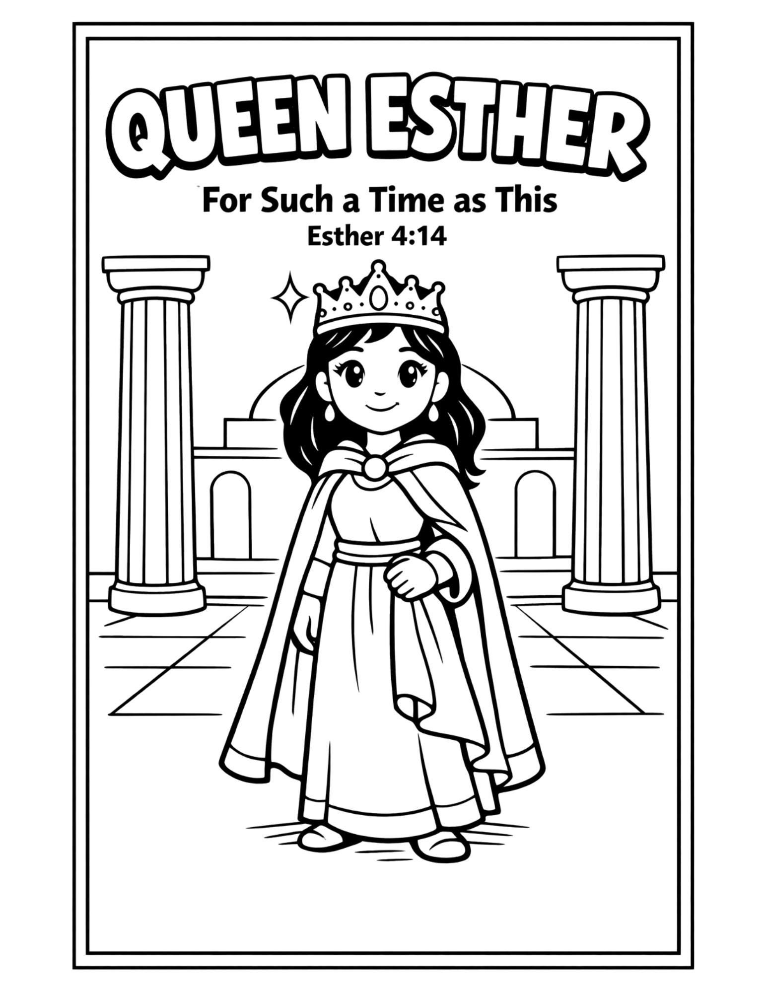 Queen Esther Bible Coloring Pages for Kids - Etsy