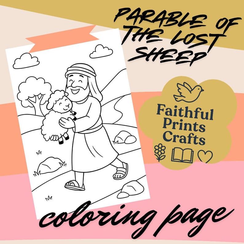 Lost Sheep Bible Story Coloring Pages: Sunday School Activity (PDF ...