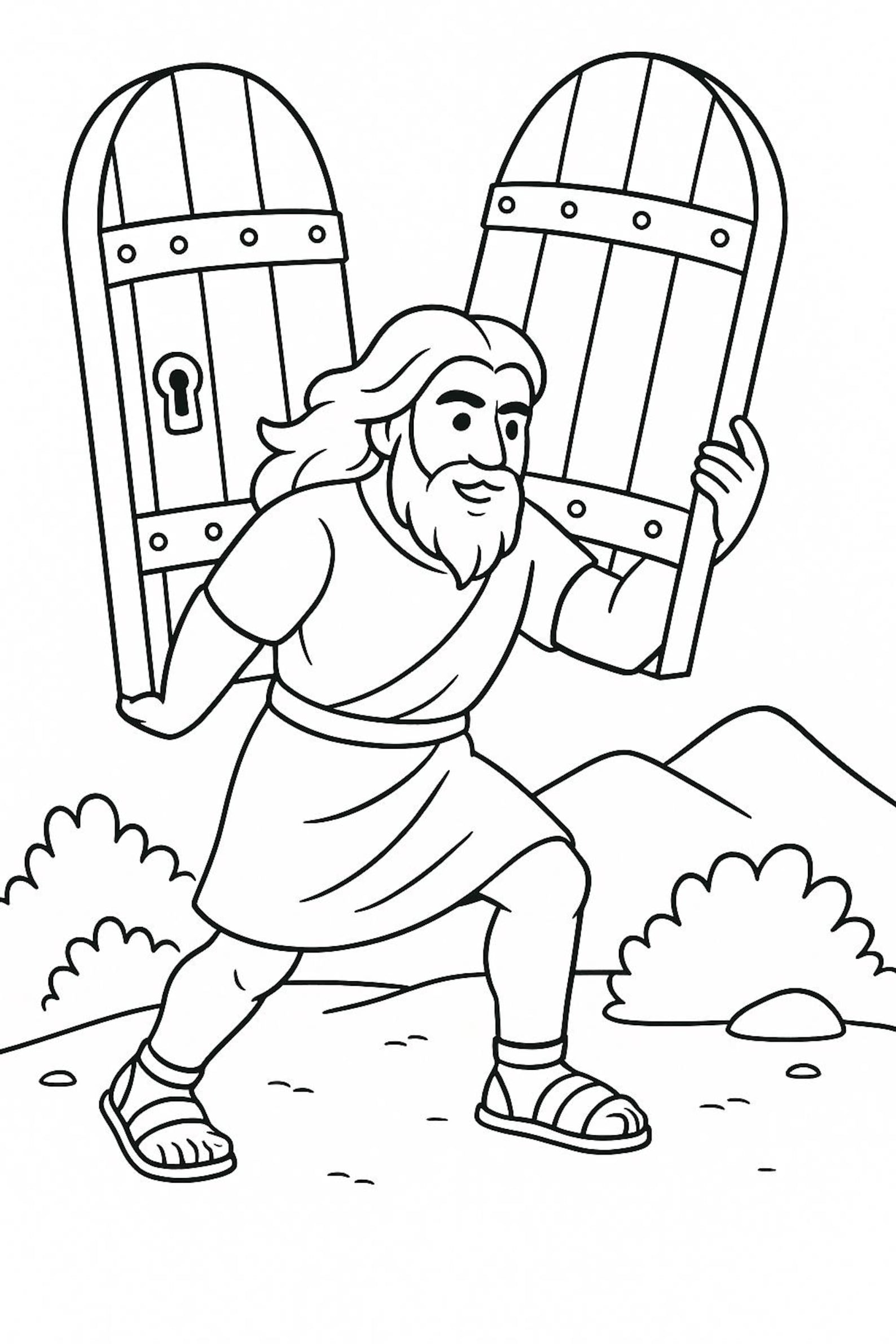 Samson Bible Story Coloring Pages: Printable Kids' Activity (PDF ...