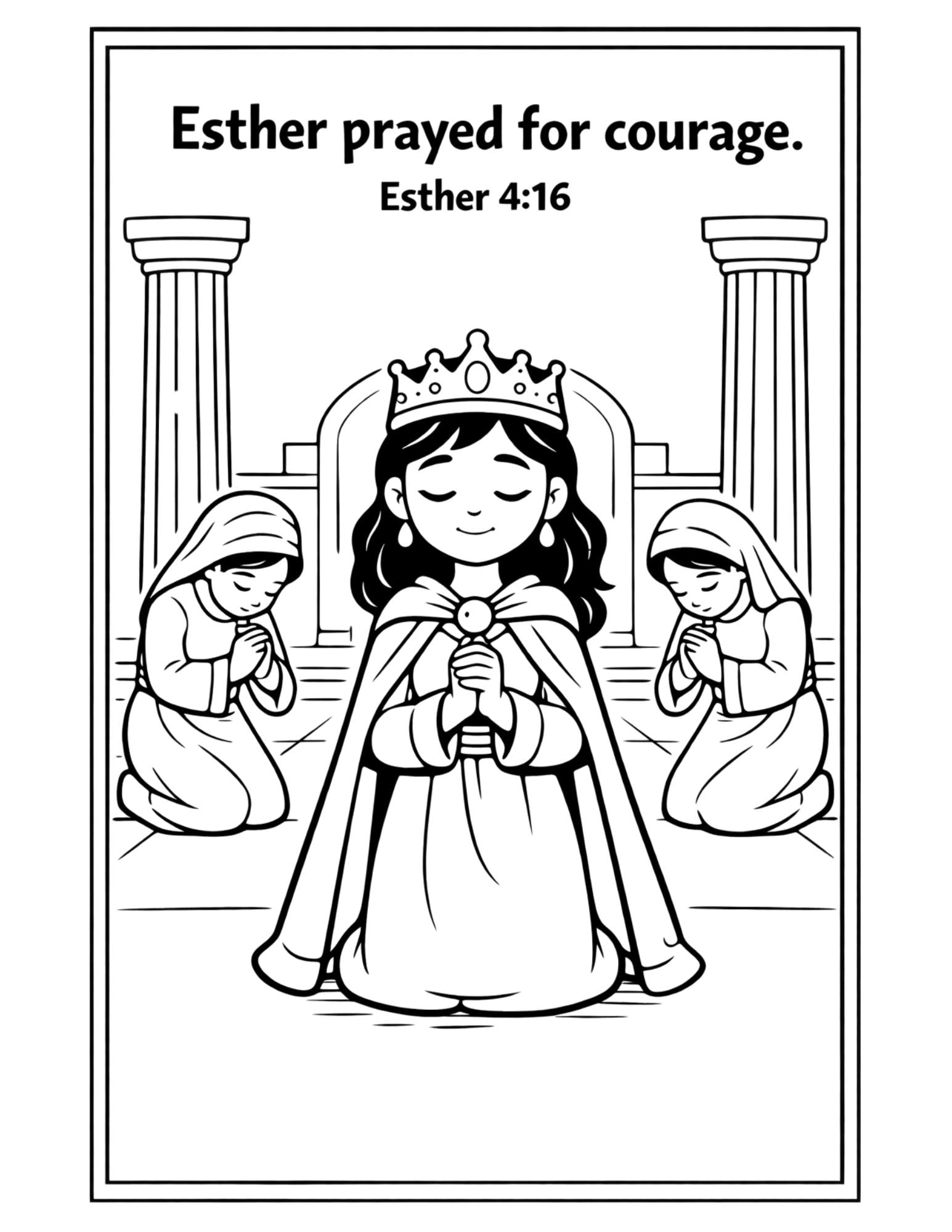 Queen Esther Bible Coloring Pages for Kids - Etsy