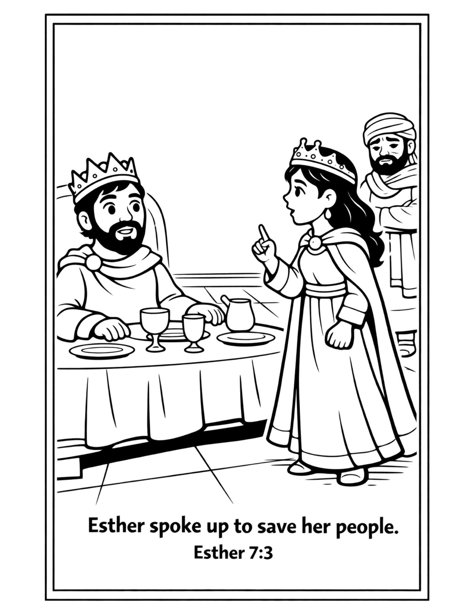 Queen Esther Bible Coloring Pages for Kids - Etsy