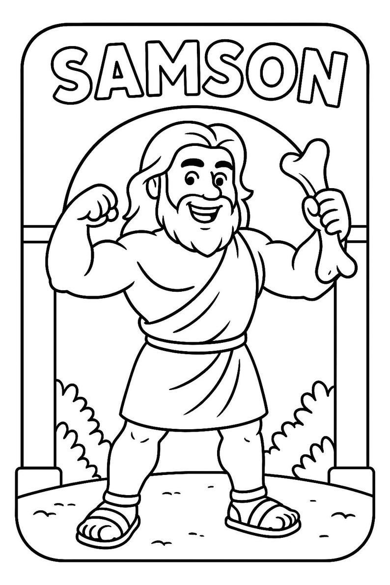 Samson Bible Story Coloring Pages: Printable Kids' Activity (PDF ...