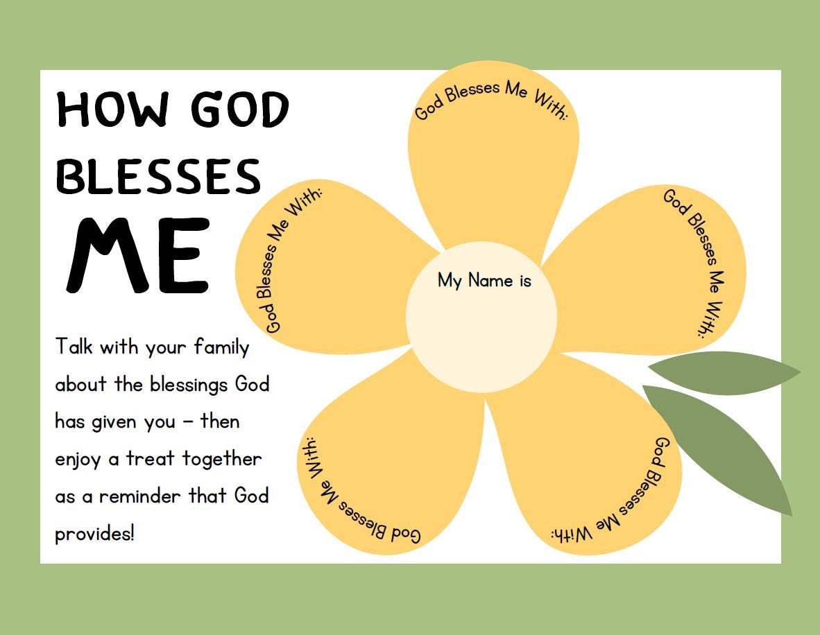 God Blesses Me Printable Activity: Christian Kids Bible Lesson PDF ...