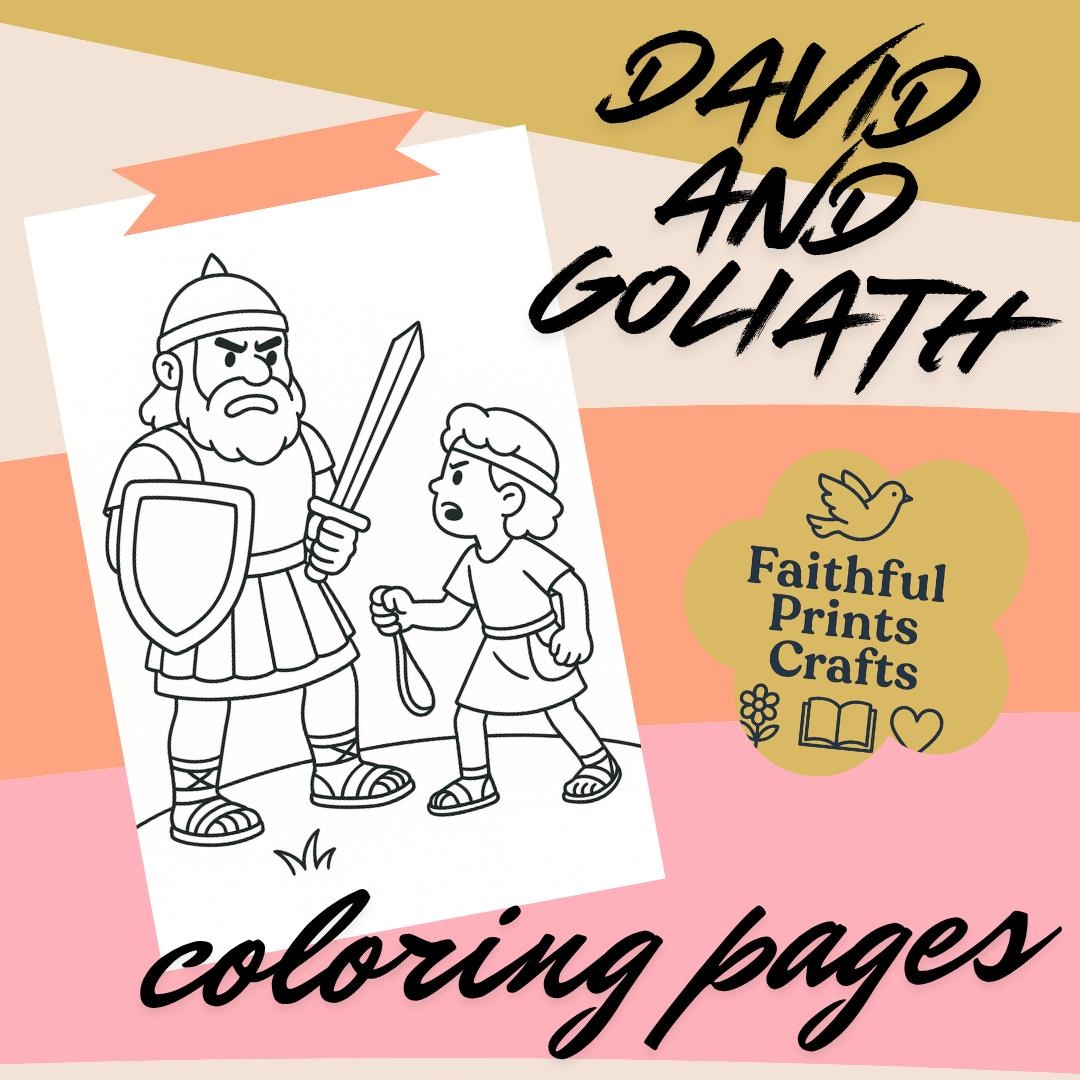 David and Goliath Coloring Pages: Kids Bible Story Activity (PDF ...