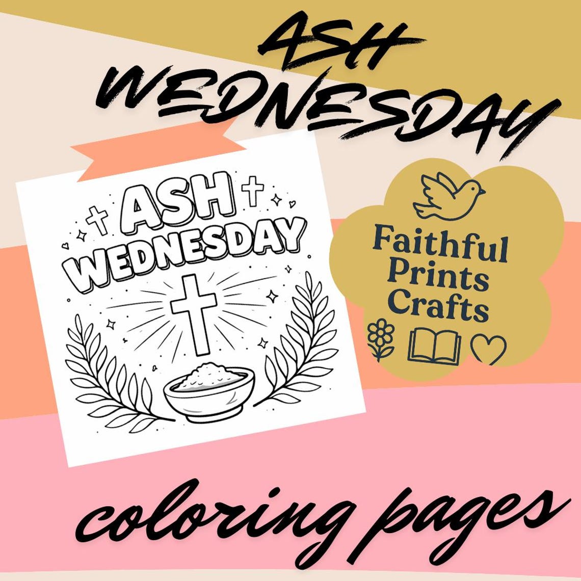 Ash Wednesday Coloring Pages for Kids | Lent Christian Printable (PDF ...
