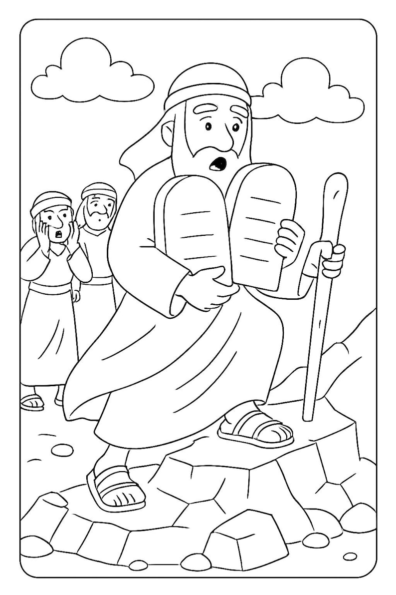 10 Commandments Coloring Pages Printable | Bible Story Coloring Book ...