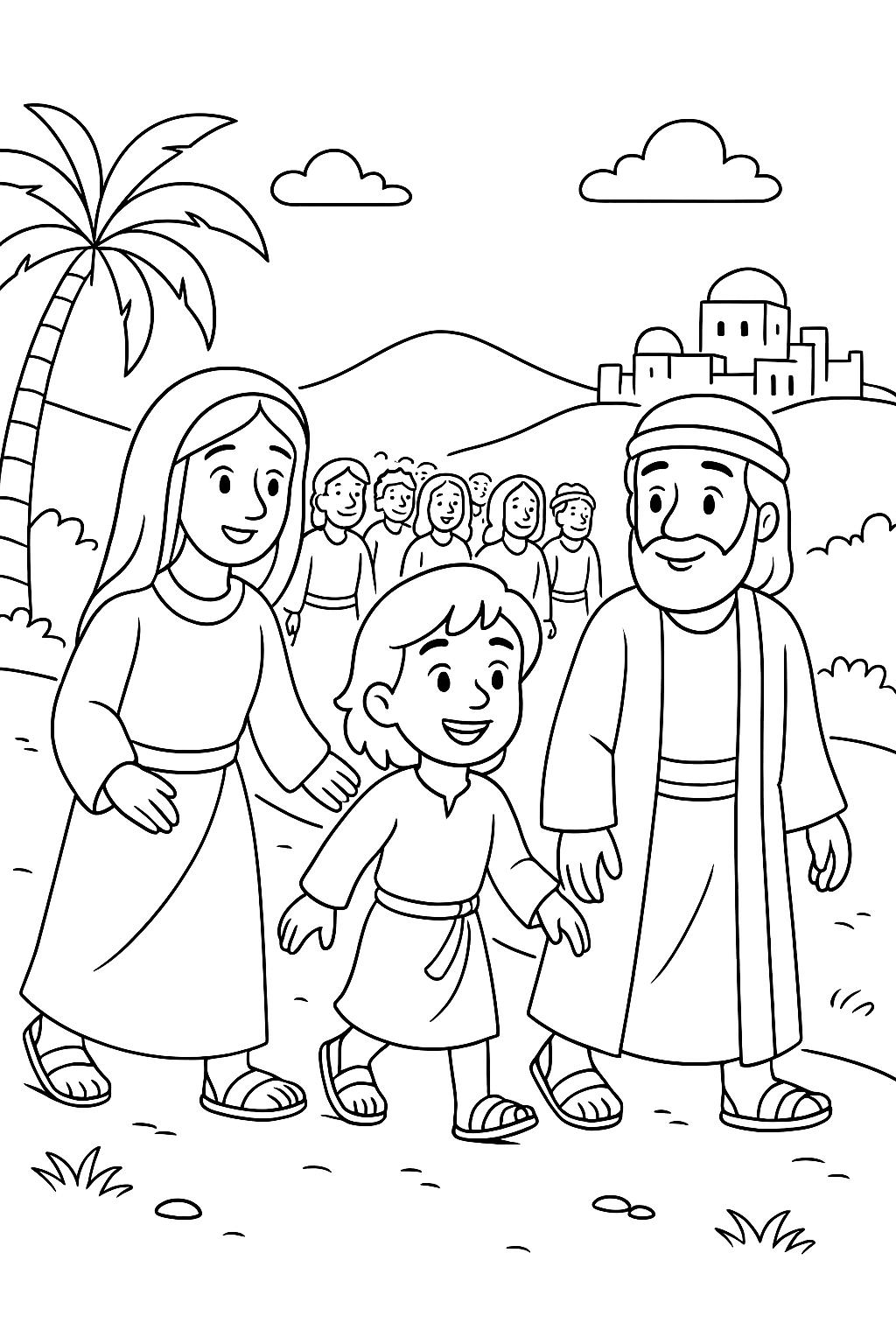 The Boy Jesus at the Temple Coloring Pages: Bible Story Activity for ...