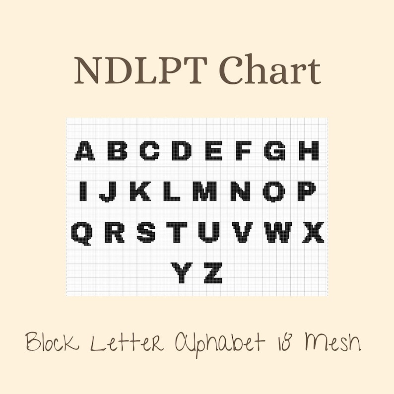 Digital Needlepoint Alphabet Chart: DIY Block Letter Monogram (PDF ...