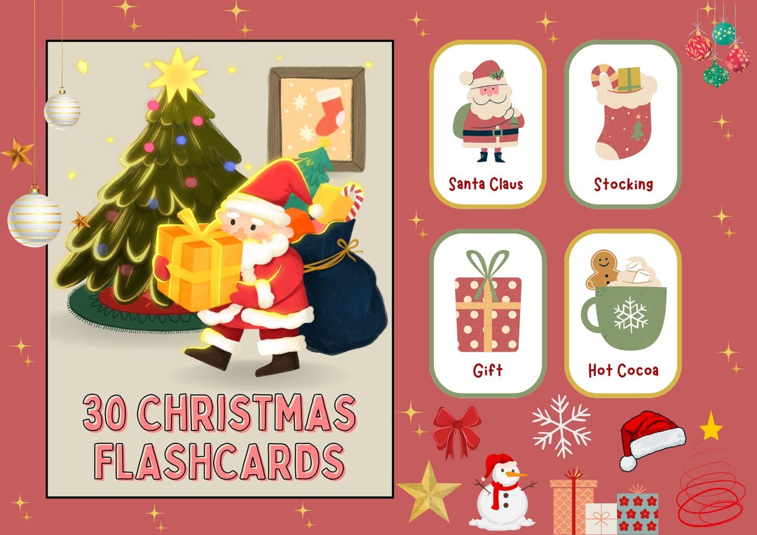 Christmas Vocabulary Flashcards | 30 Holiday Words (printable PDF) - Etsy