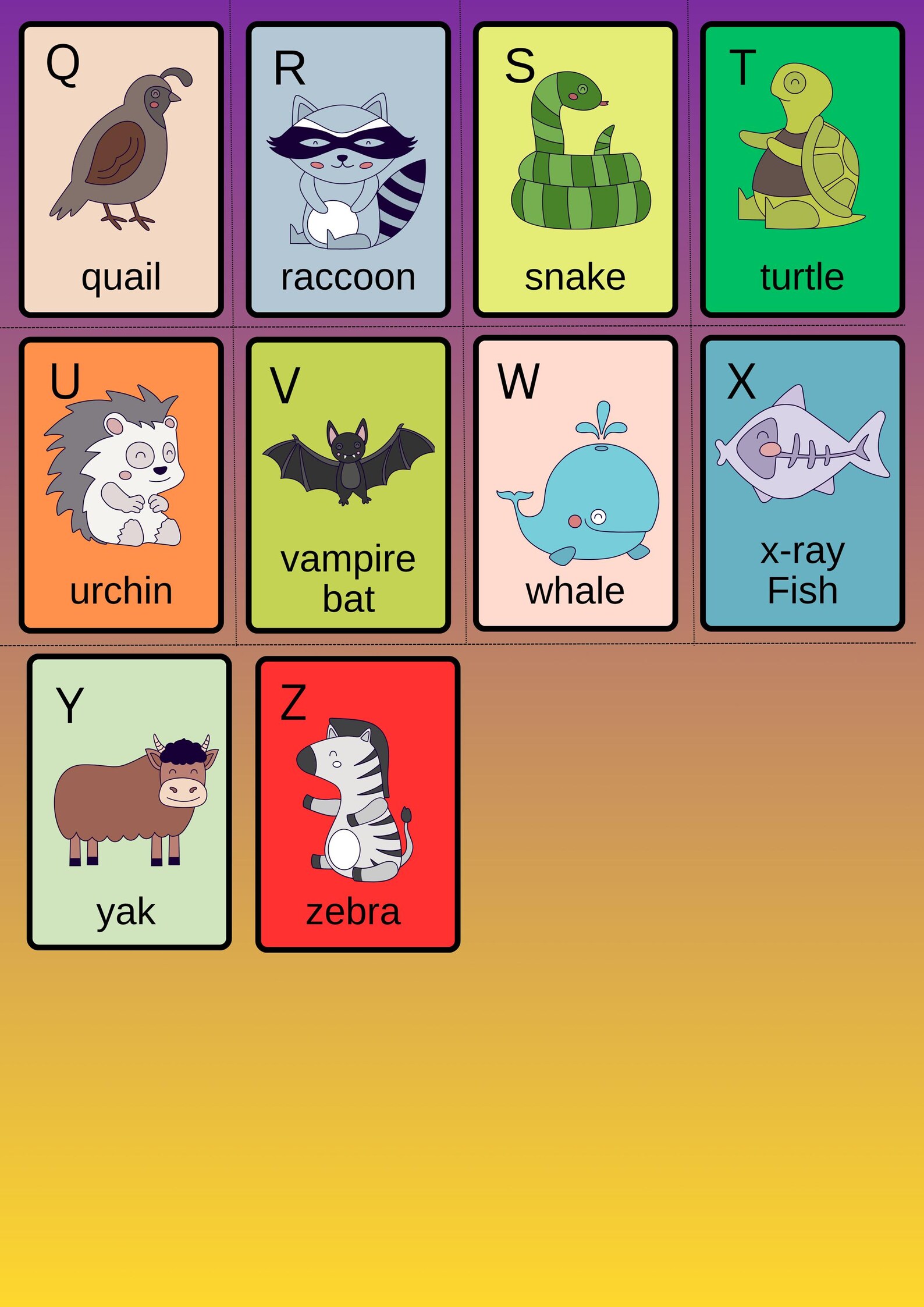 Animal Alphabet Flashcards: ABC Printable Learning Cards (PDF Download ...