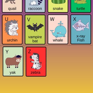 Animal Alphabet Flashcards: ABC Printable Learning Cards (PDF Download ...