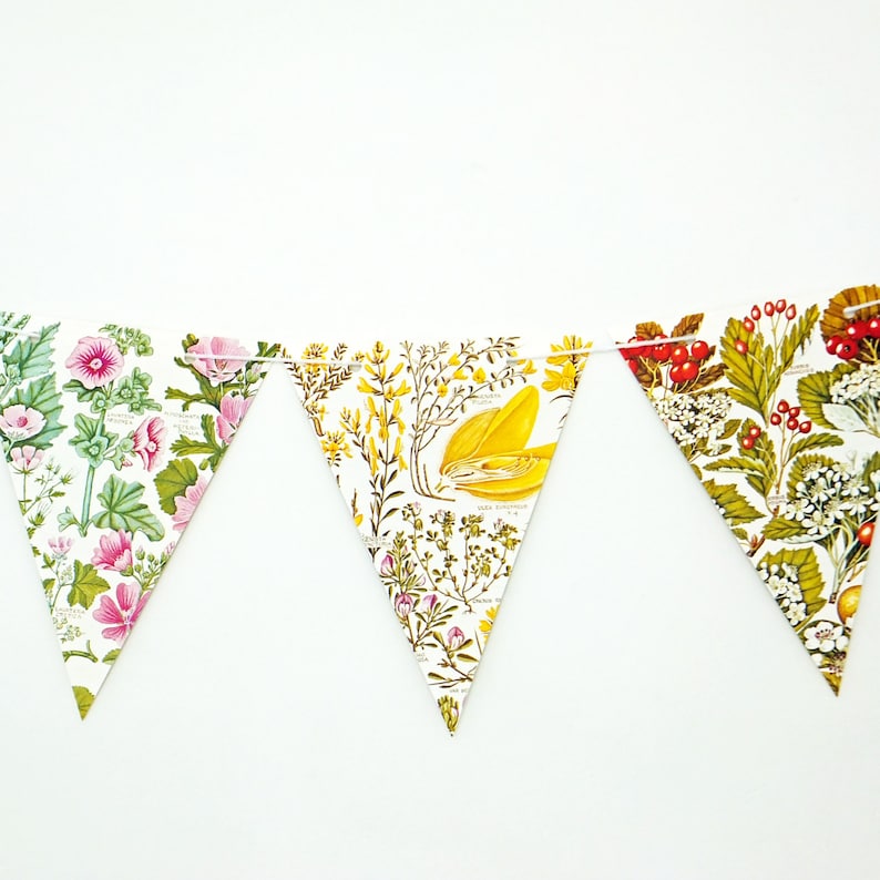 Botanical Bunting Rustic Wedding Bunting Floral Garland - Etsy