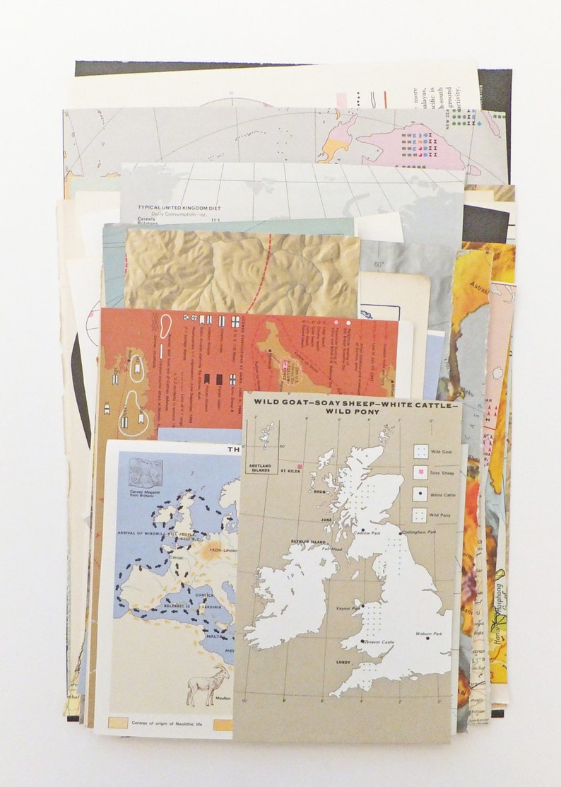 Map Collage Papers Vintage Map Scrap Pack 40 Pieces Paper - Etsy