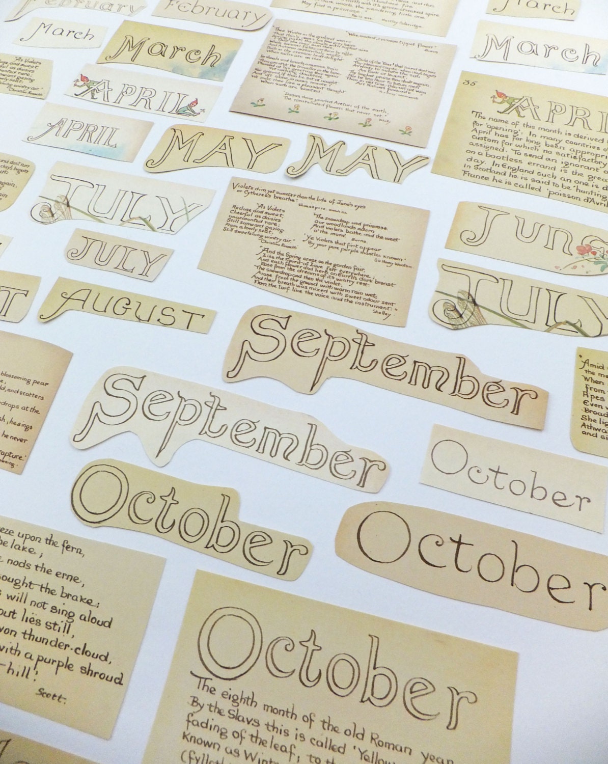 Planner kit Months Paper Ephemera Pack Words scrap pack | Etsy