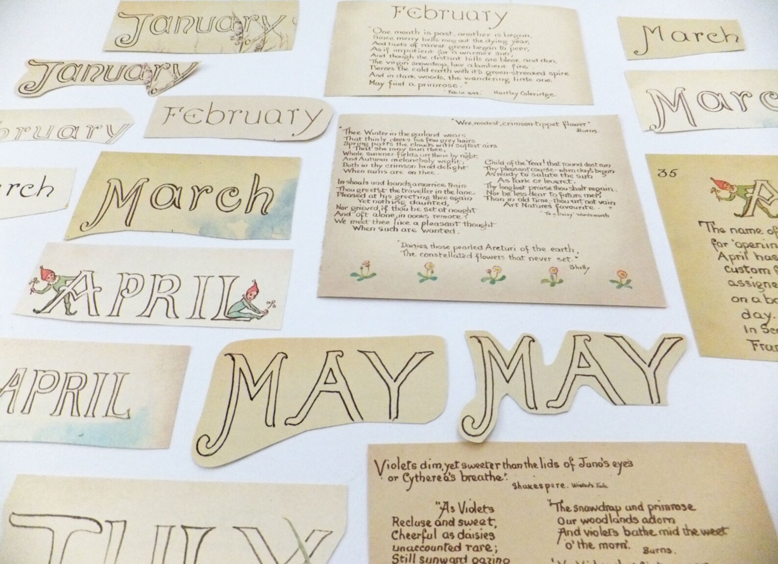 Planner kit Months Paper Ephemera Pack Words scrap pack | Etsy