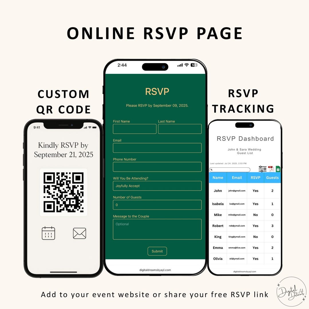 Custom Digital RSVP: QR Code, Paperless Guest List - Etsy