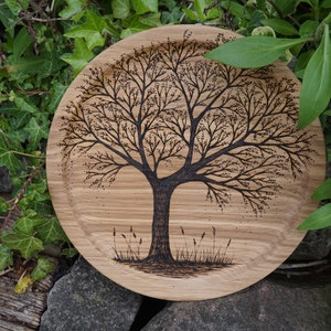 Tree of Life Wooden Bowl, Freehand Pyrography Art on Solid Wooden Dish ...