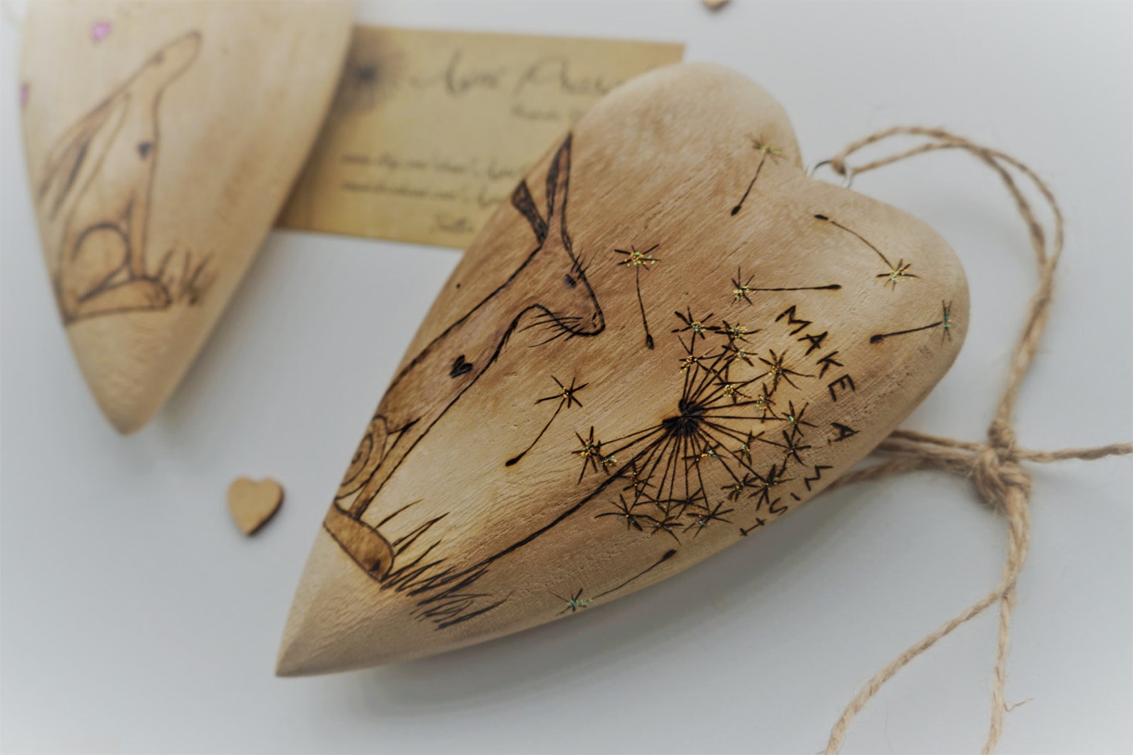 Moon Gazing Hare Pyrography Wooden Heart Personalised Gift - Etsy