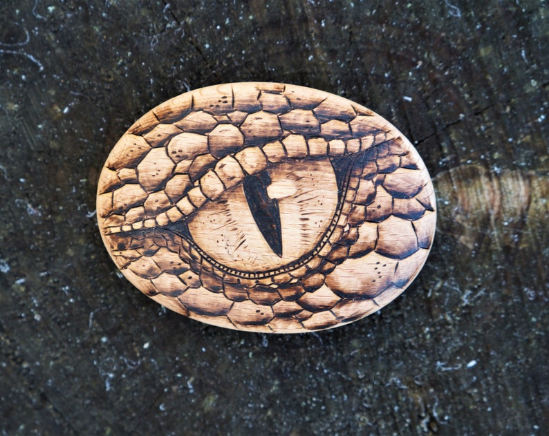 Dragon Eye Reptile Art Wooden Pyrography Pebble Witches - Etsy UK
