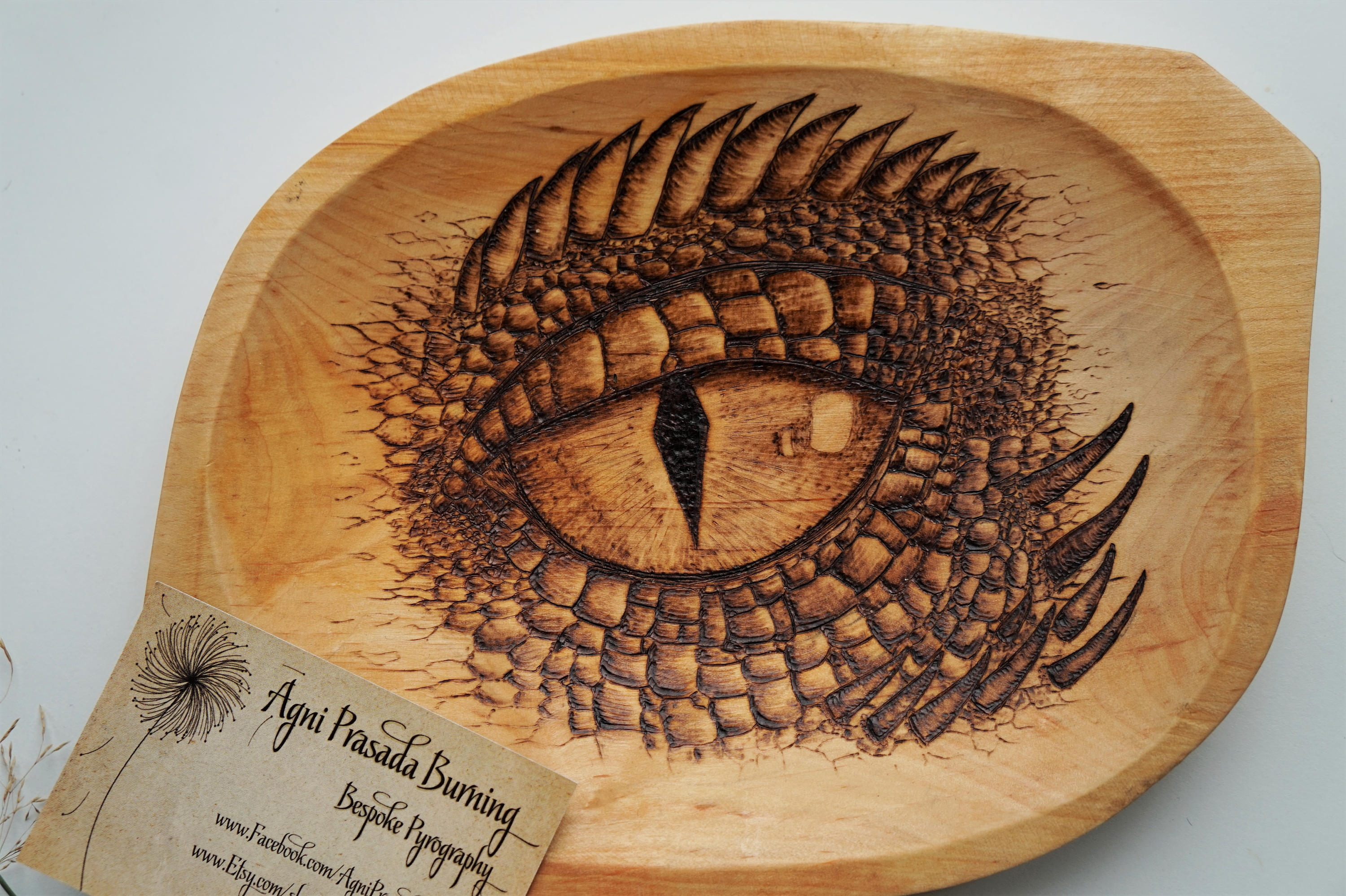 Dragons eye witches bowl pyrography wooden dish with dragon | Etsy