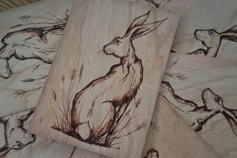 Hare Spirit Guide Pyrography Art, Original Made to Order - Etsy