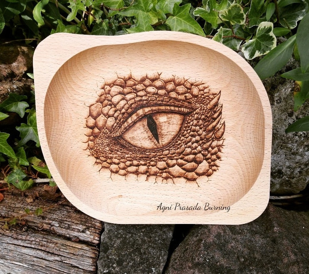 Dragons Eye Witches Bowl, Pyrography Wooden Dish With Dragon Design - Etsy
