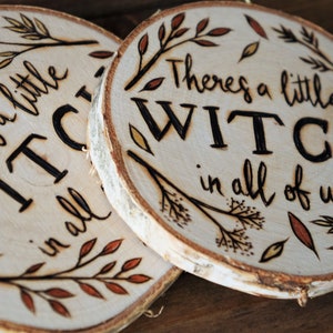 Witch Aesthetic Pyrography Art Sign for Altar, There's a Little Witch ...