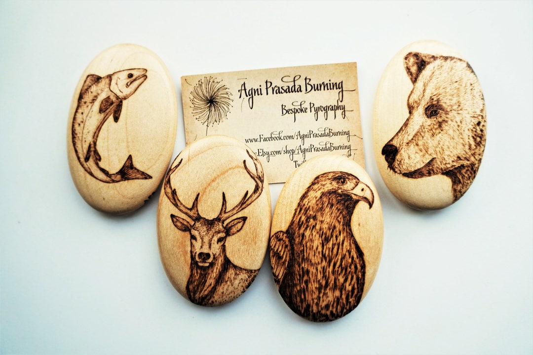 Witches Familiar Wooden Pebbles, Pyrography Original Art on Solid Wood ...