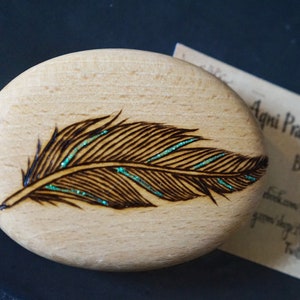 Wooden Pyrography Feather Pebble, Memorial Gift, Wedding Gift - Etsy UK