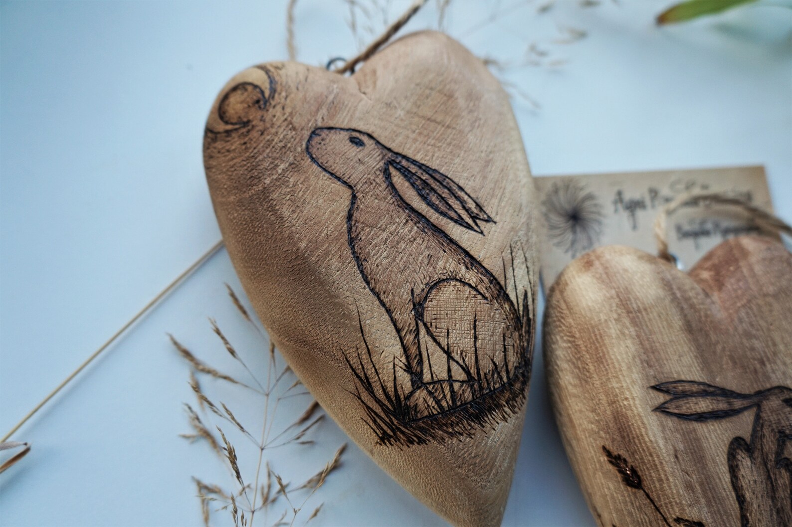 Moon Gazing Hare Pyrography Wooden Heart Personalised Gift - Etsy