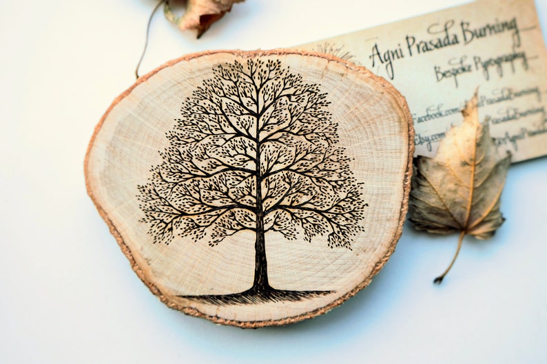 Pyrography Natural Tree Art Handmade Wall Hanging Decoration | Etsy