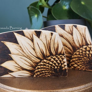 Sunflower Cottagecore Home Decor, Pyrography Freestanding Plaque for ...