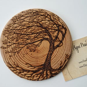 Pyrography Natural Tree Art, Handmade Wall Hanging Decoration or Altar ...