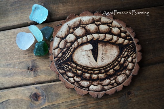 Dragon Eye Art on Wood Pyrography Fantasy - Etsy