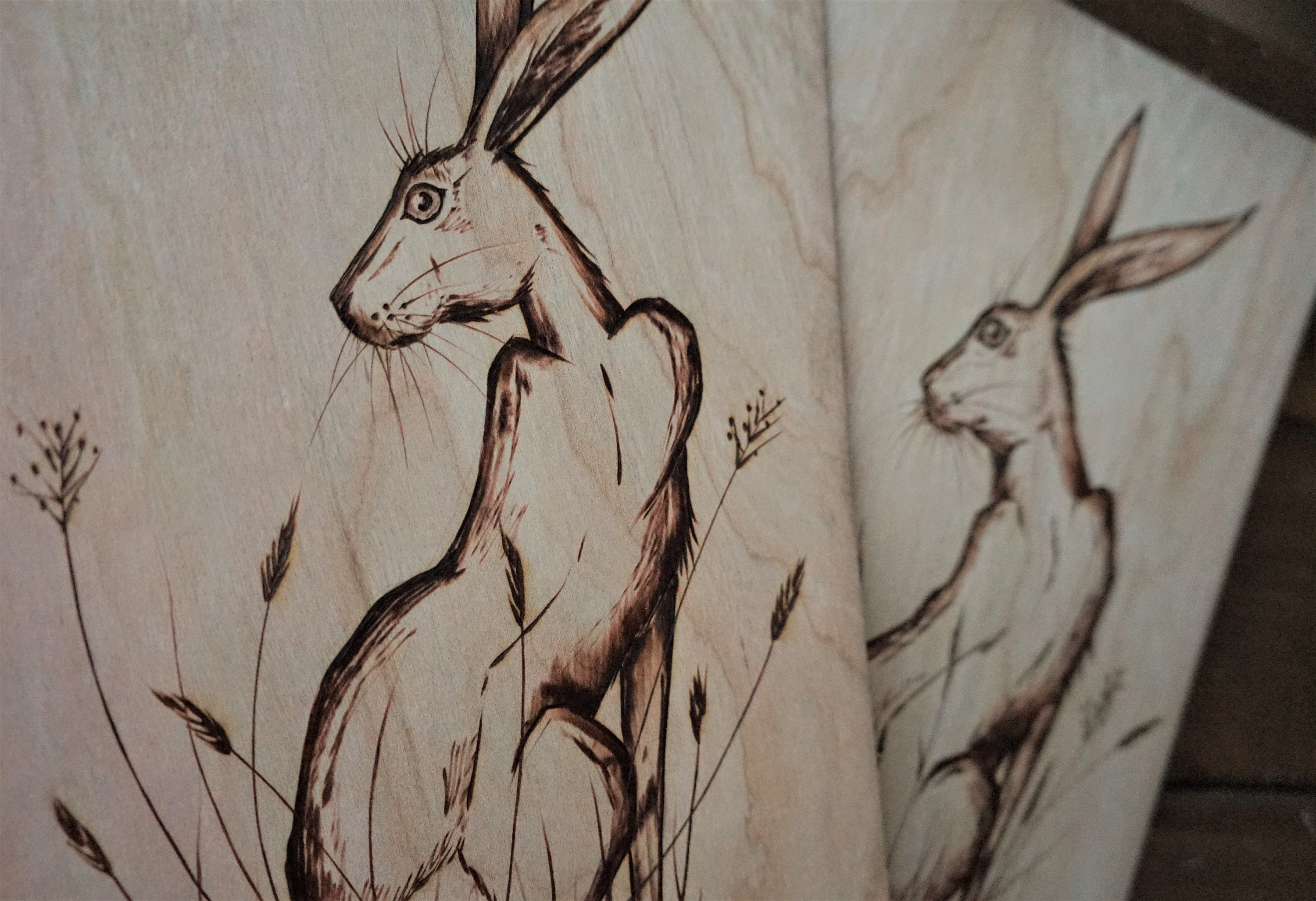 Hare Spirit Guide Pyrography Art, Original Made to Order - Etsy