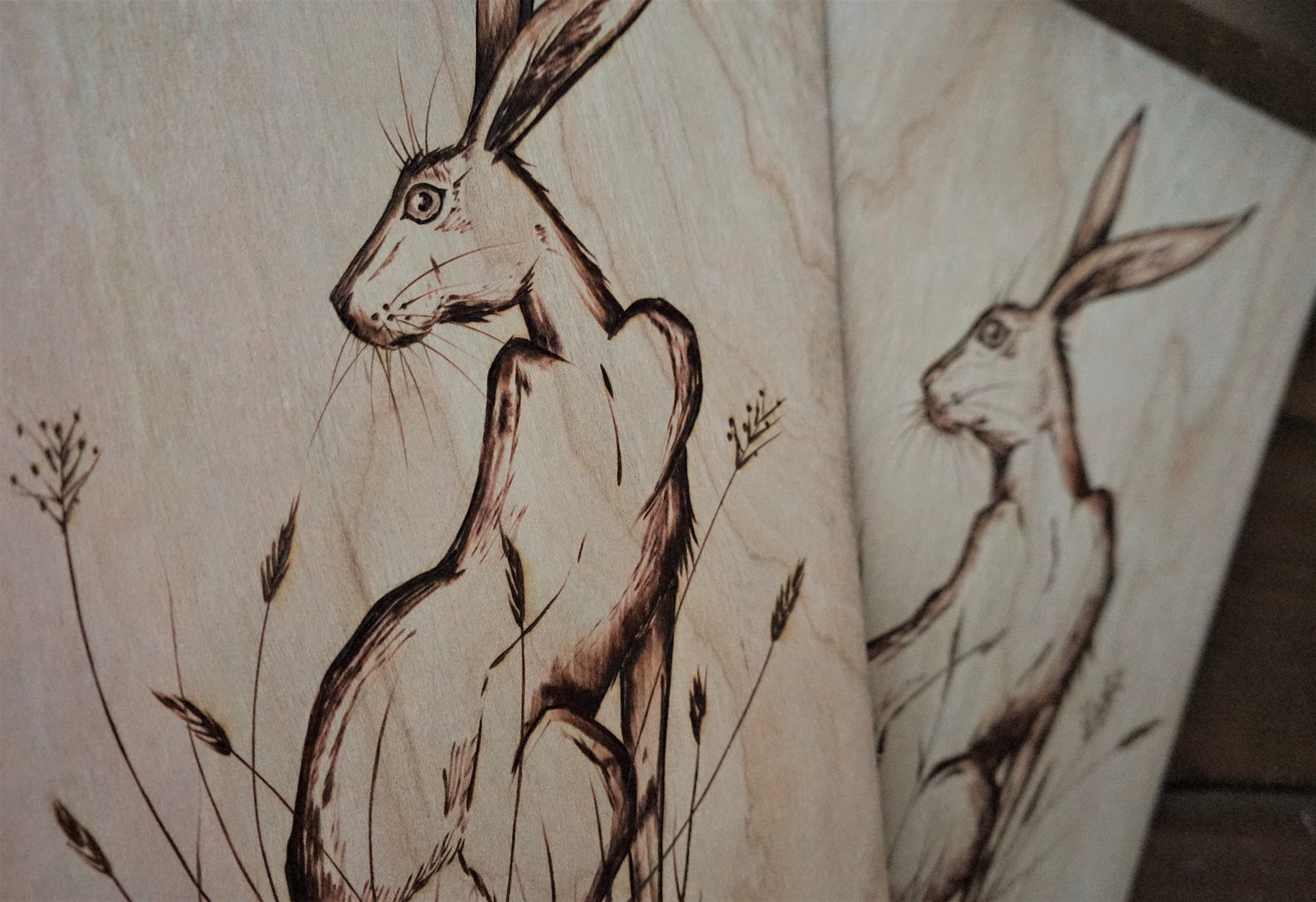 Hare Spirit Guide Pyrography Art, Original Made to Order - Etsy