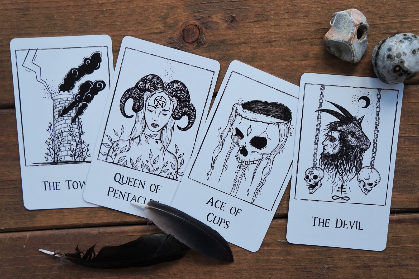 Black Line Tarot Cards by Agni Prasada Burning Macabre Tarot | Etsy UK