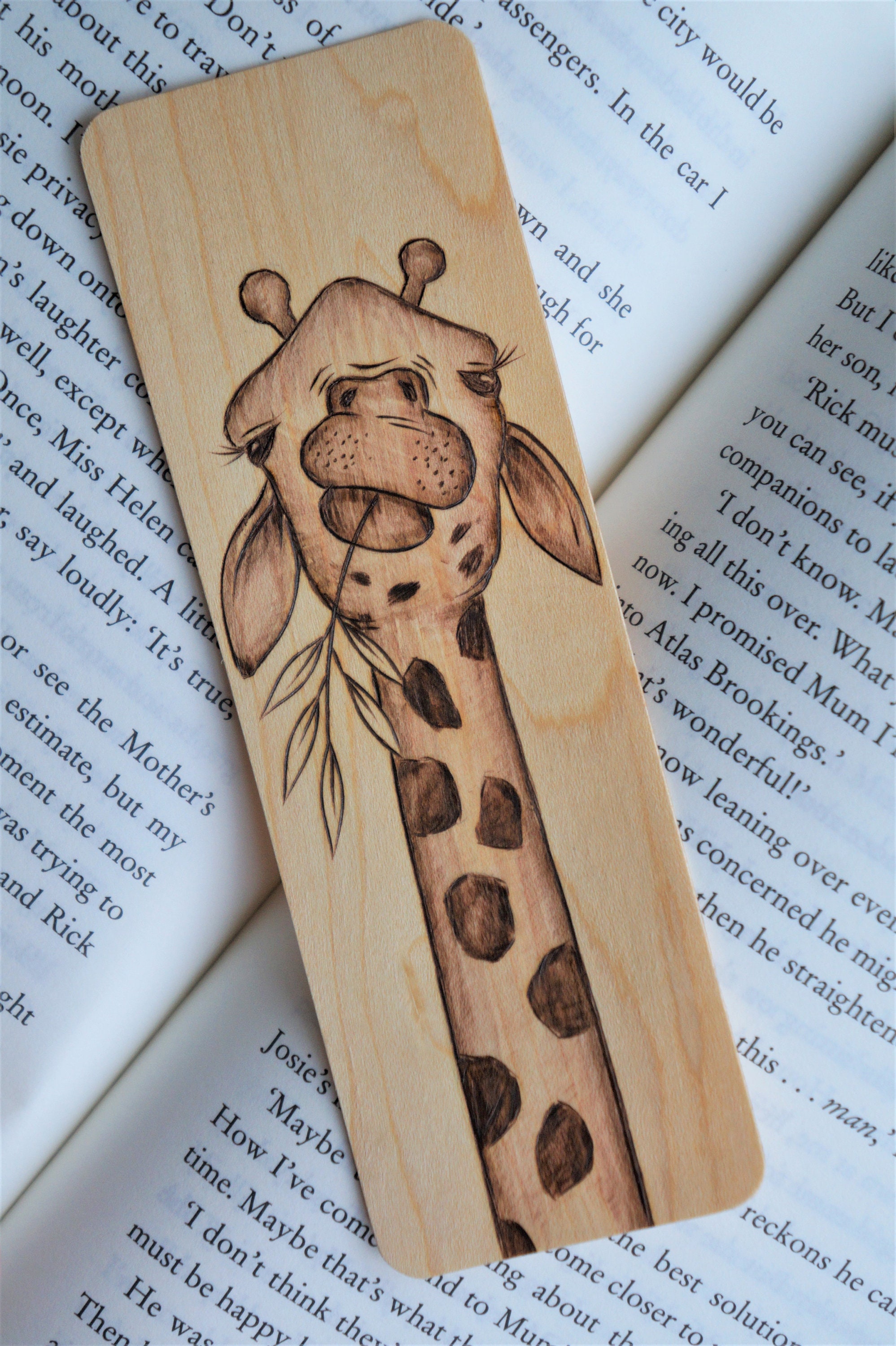 Wooden Giraffe Bookmark Hand Burned Pyrography Design on Wood | Etsy