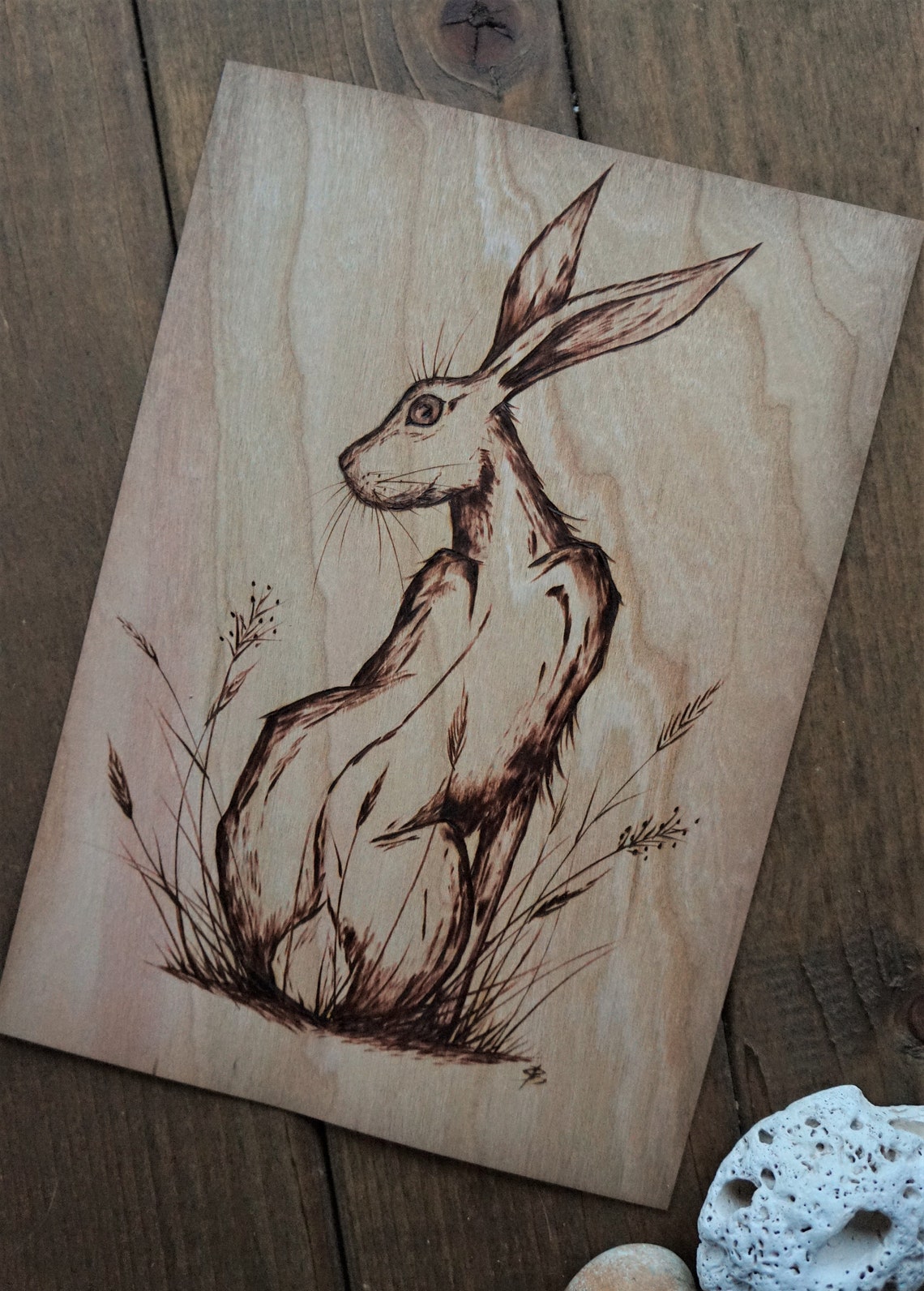 Hare Spirit Guide Pyrography Art, Original Made to Order - Etsy