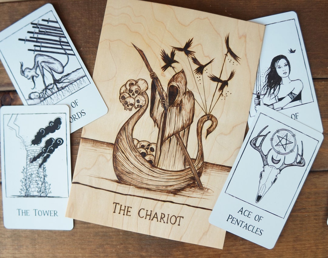 Pyrography Tarot Card Art: Gothic Witch Decor on Frameable Wood Veneer ...