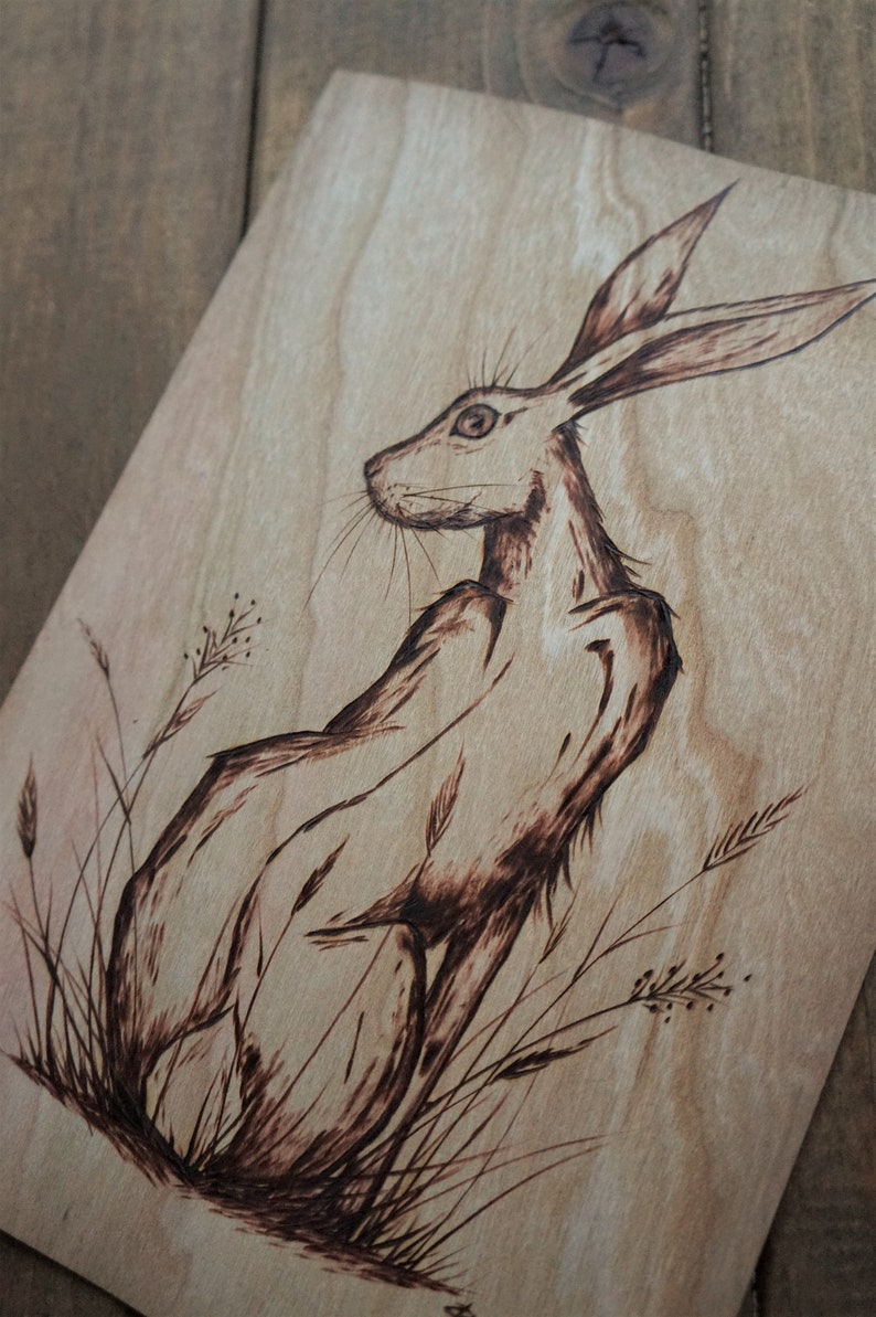 Hare Spirit Guide Pyrography Art, Original Made to Order - Etsy