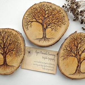 Pyrography Natural Tree Art, Handmade Wall Hanging Decoration or Altar ...