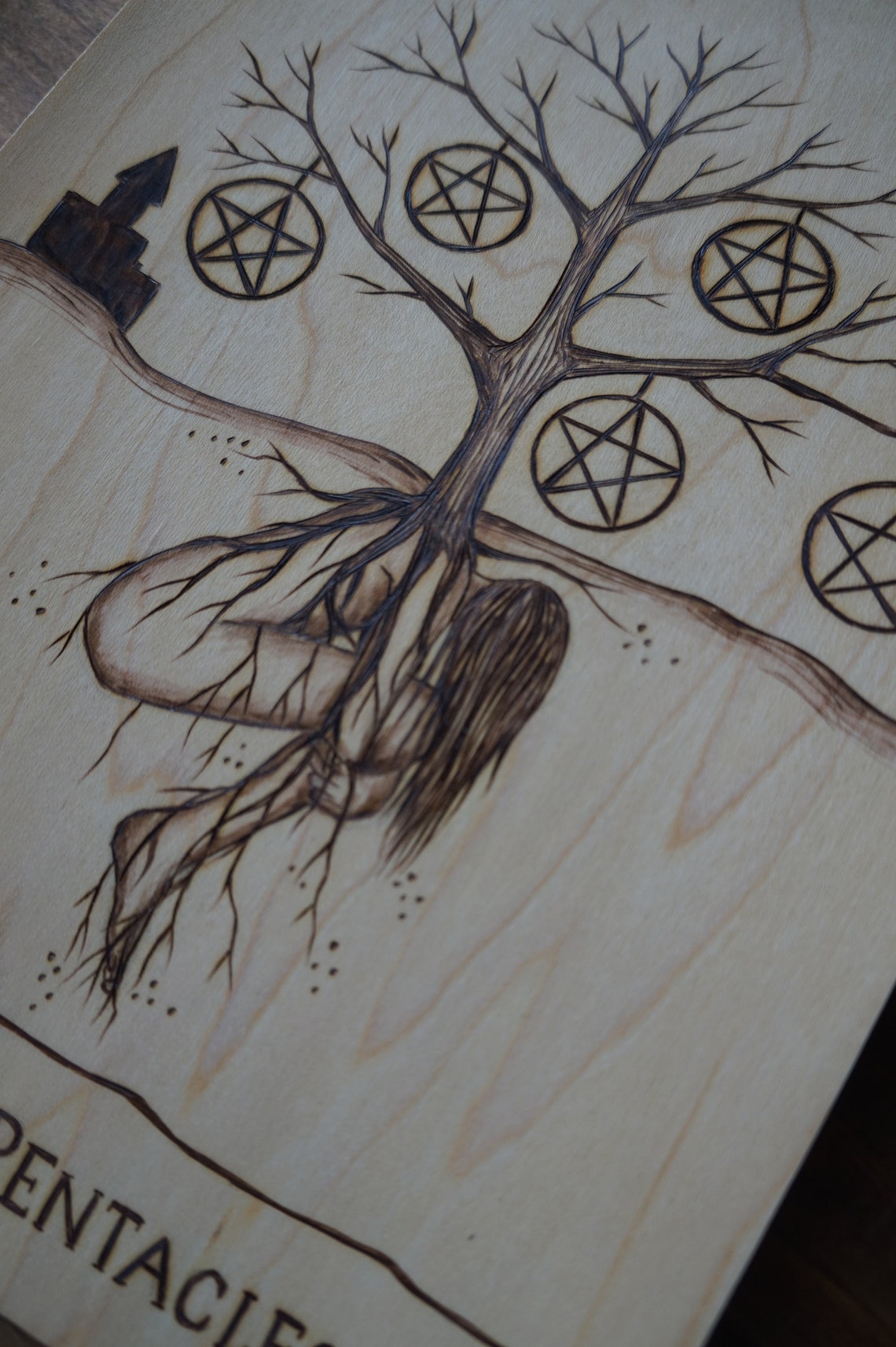 Pyrography Tarot Card Art: Gothic Witch Decor on Frameable Wood Veneer ...