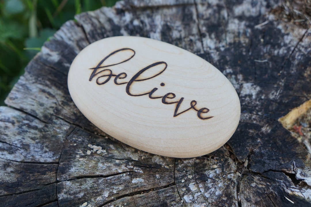 Inspirational Quote Good Luck Charm, Solid Wooden Pebble - Etsy
