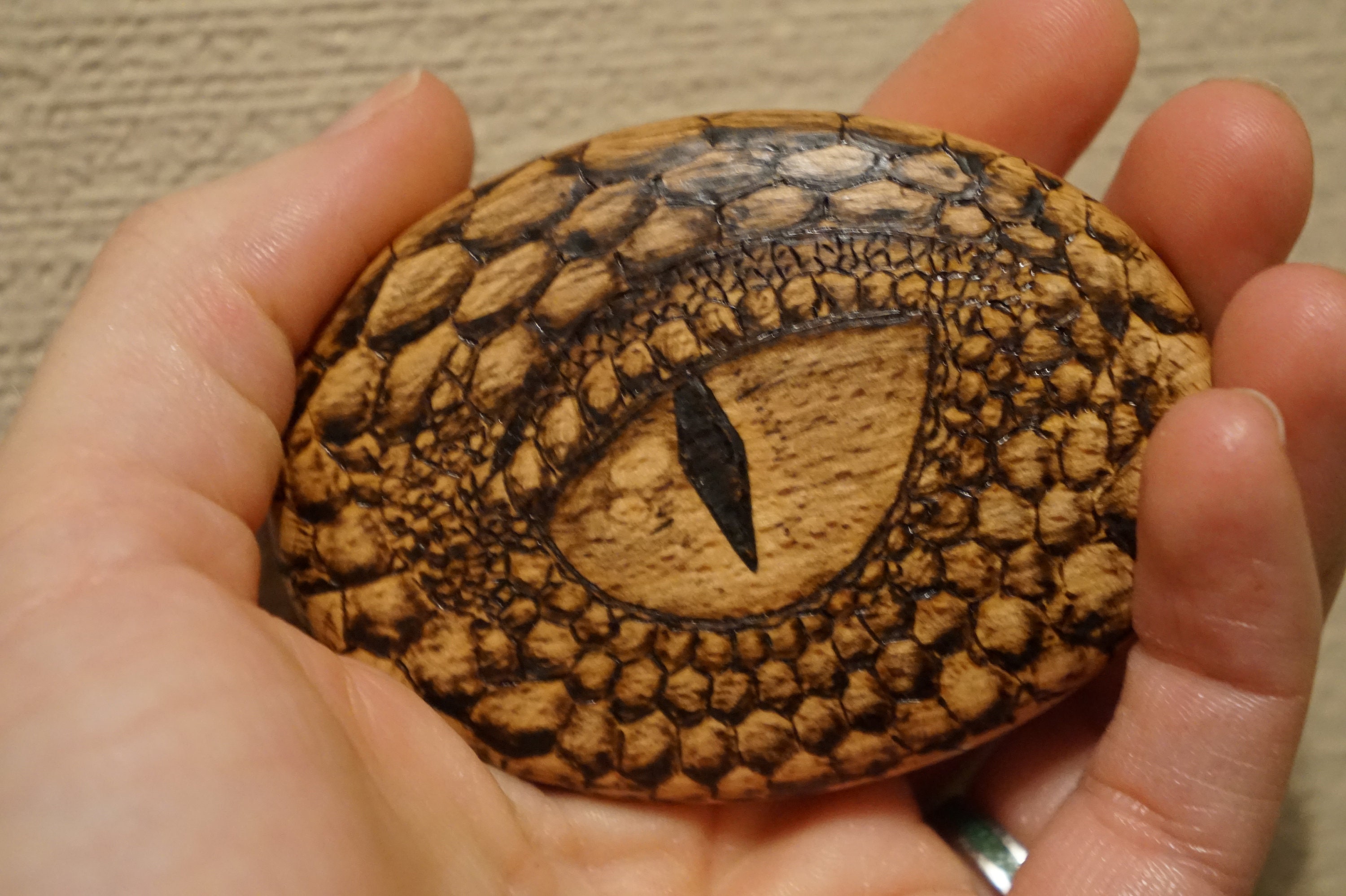 Dragon Eye Reptile Art Wooden Pyrography Pebble Witches - Etsy UK