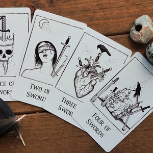 Black Line Tarot Cards by Agni Prasada Burning, Macabre Tarot Deck - Etsy