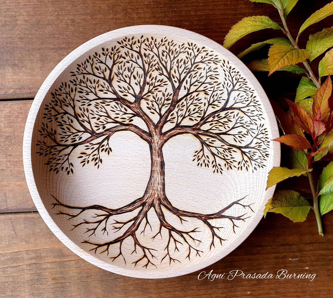 Pyrography Natural Tree Art Handmade Wall Hanging Decoration | Etsy
