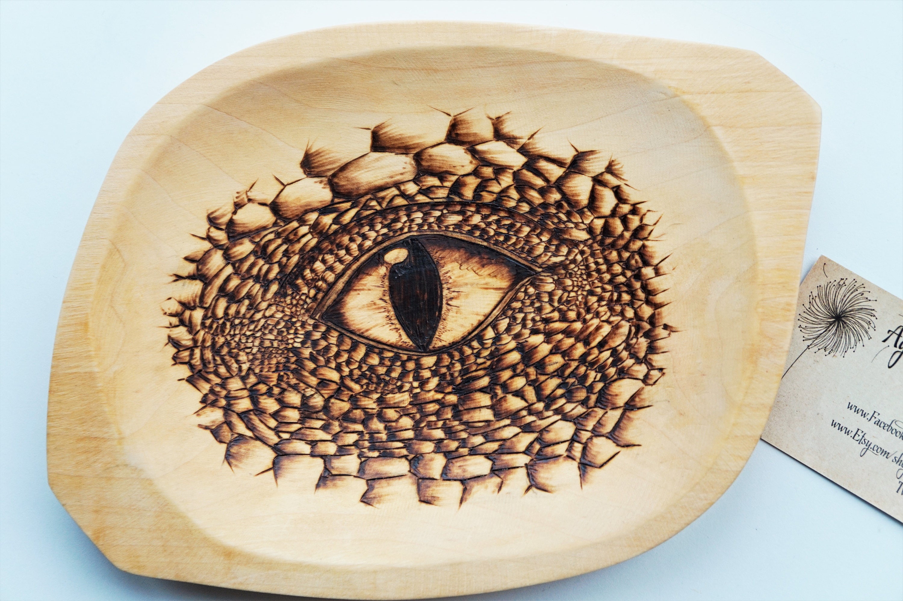 Dragons eye witches bowl pyrography wooden dish with dragon | Etsy
