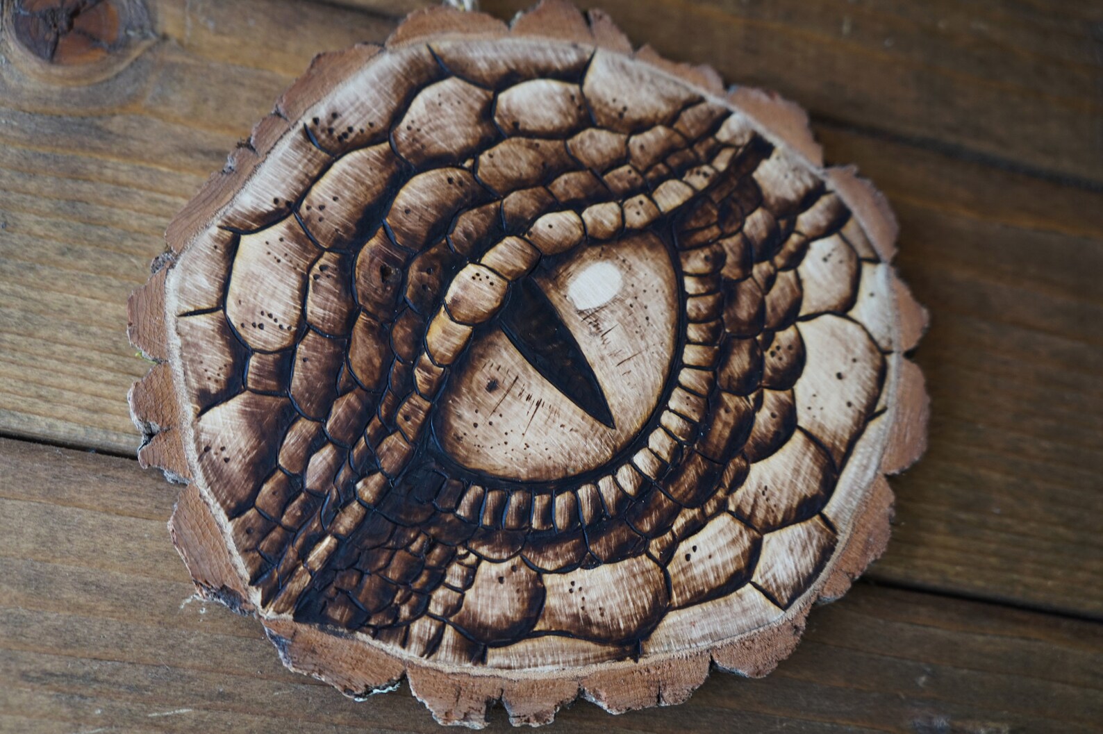 Dragon Eye Art on Wood Pyrography Fantasy - Etsy