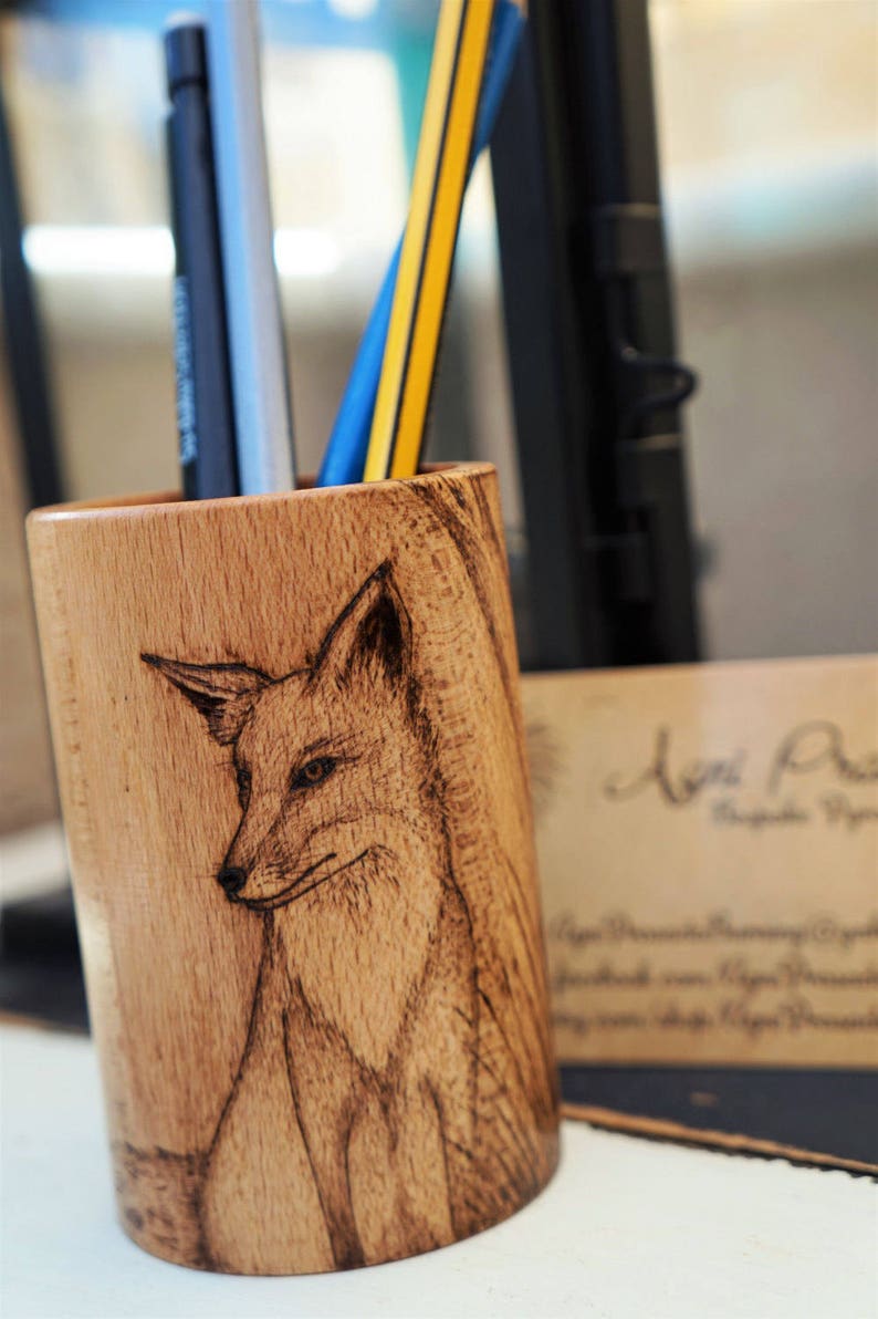 Wooden Desk Tidy woodland themed desk tidy decoration for | Etsy